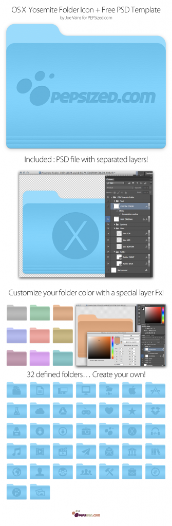 46 OSX Yosemite Folders Icons + Free PSD Template – PEPSized